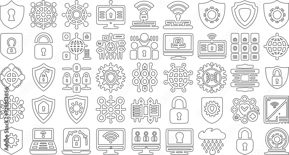 Icon set for cyber security. Data security icon. collection of secure ...