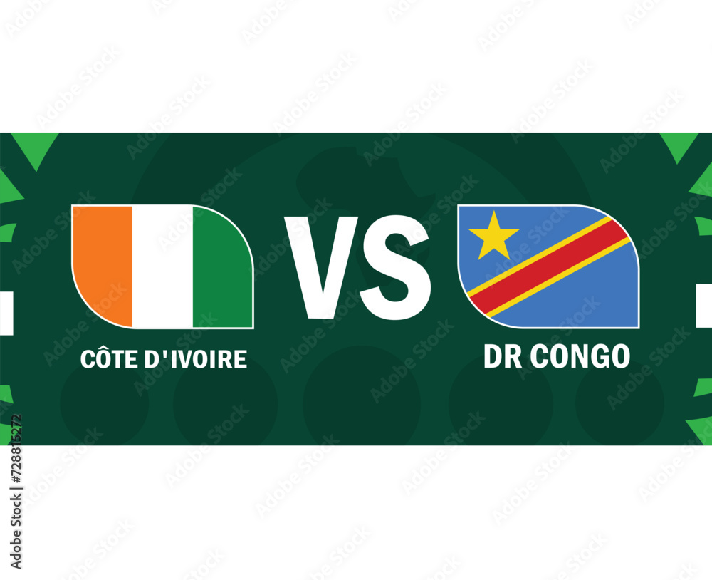 Ivory Coast And Dr Congo Flags Match African Nations 2023 Emblems Teams ...