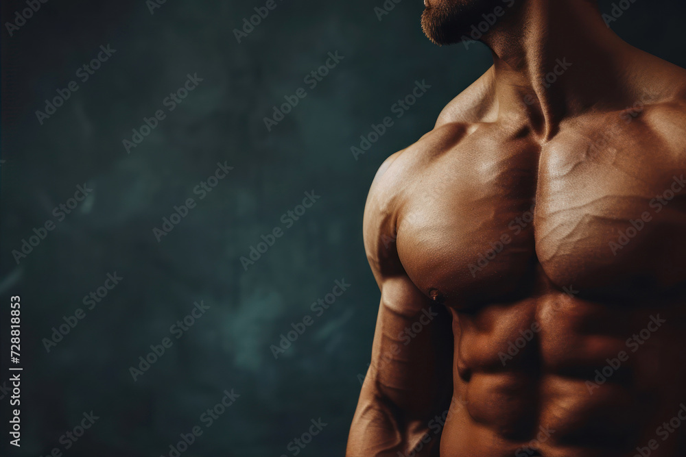 Handsome young muscular man with strong athletic body and bare torso ...