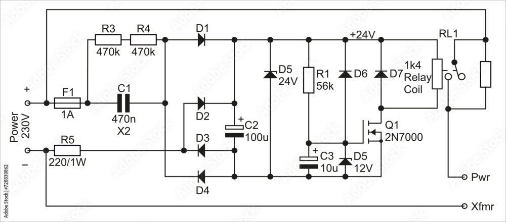 Vetor de Technical schematic diagram of electronic device. Vector ...