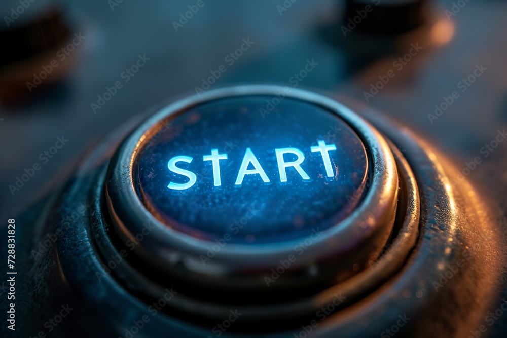 Business concept of a 3D button with the business start word "Start ...