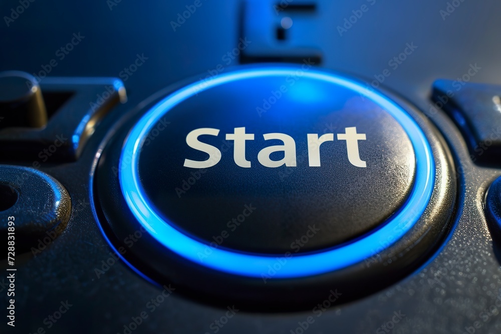 Business concept of a 3D button with the business start word "Start ...