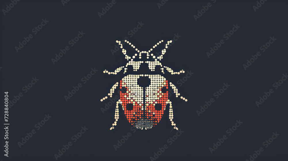 a bug on a black background with a red spot in the middle of it's body ...