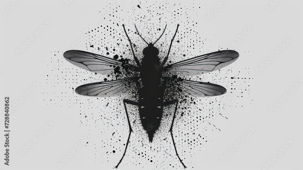 a black and white drawing of a bug with splats of paint on it's back ...