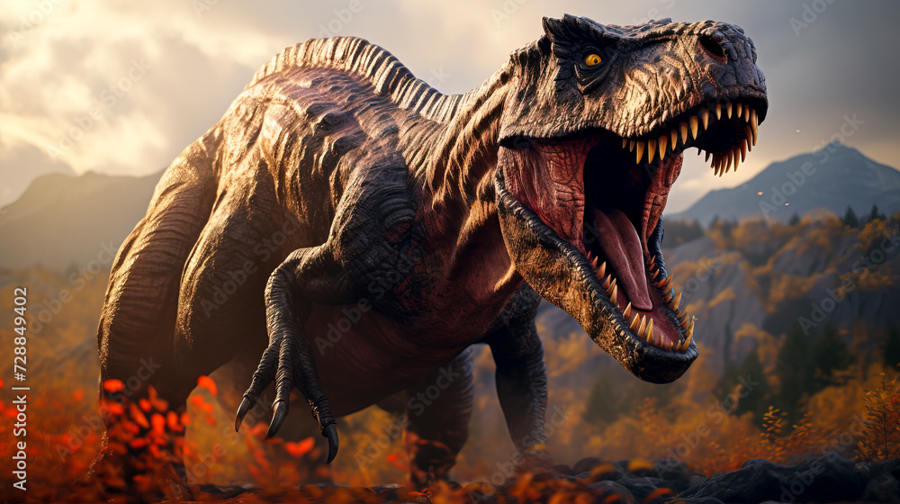 Tyrannosaurus Rex Roaring at Dawn created with Generative AI technology ...
