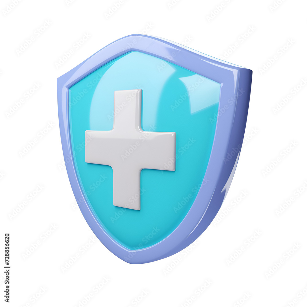 Health Care Concept: 3D Illustration of Blue Shield Medical Protection ...