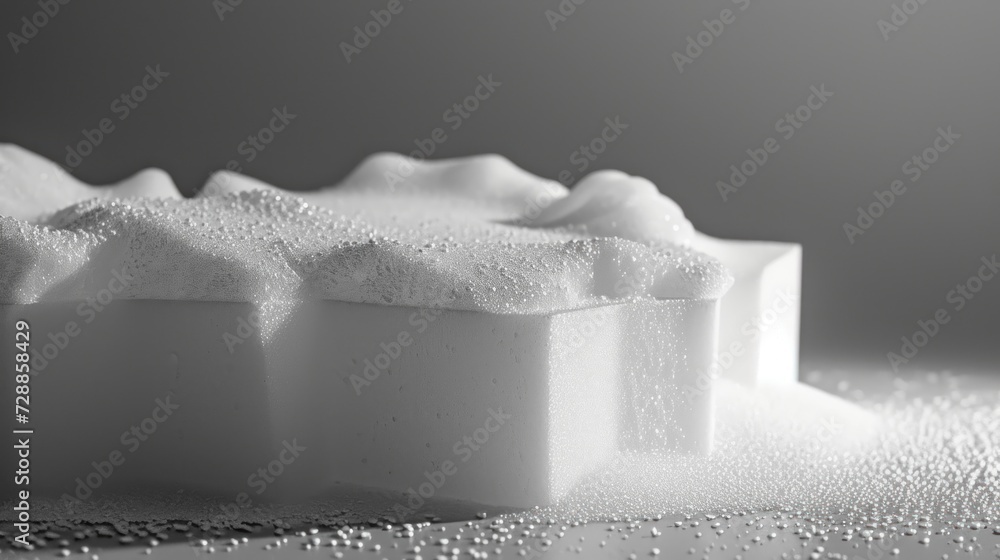a close up of a block of soap on a table with water droplets on the ...