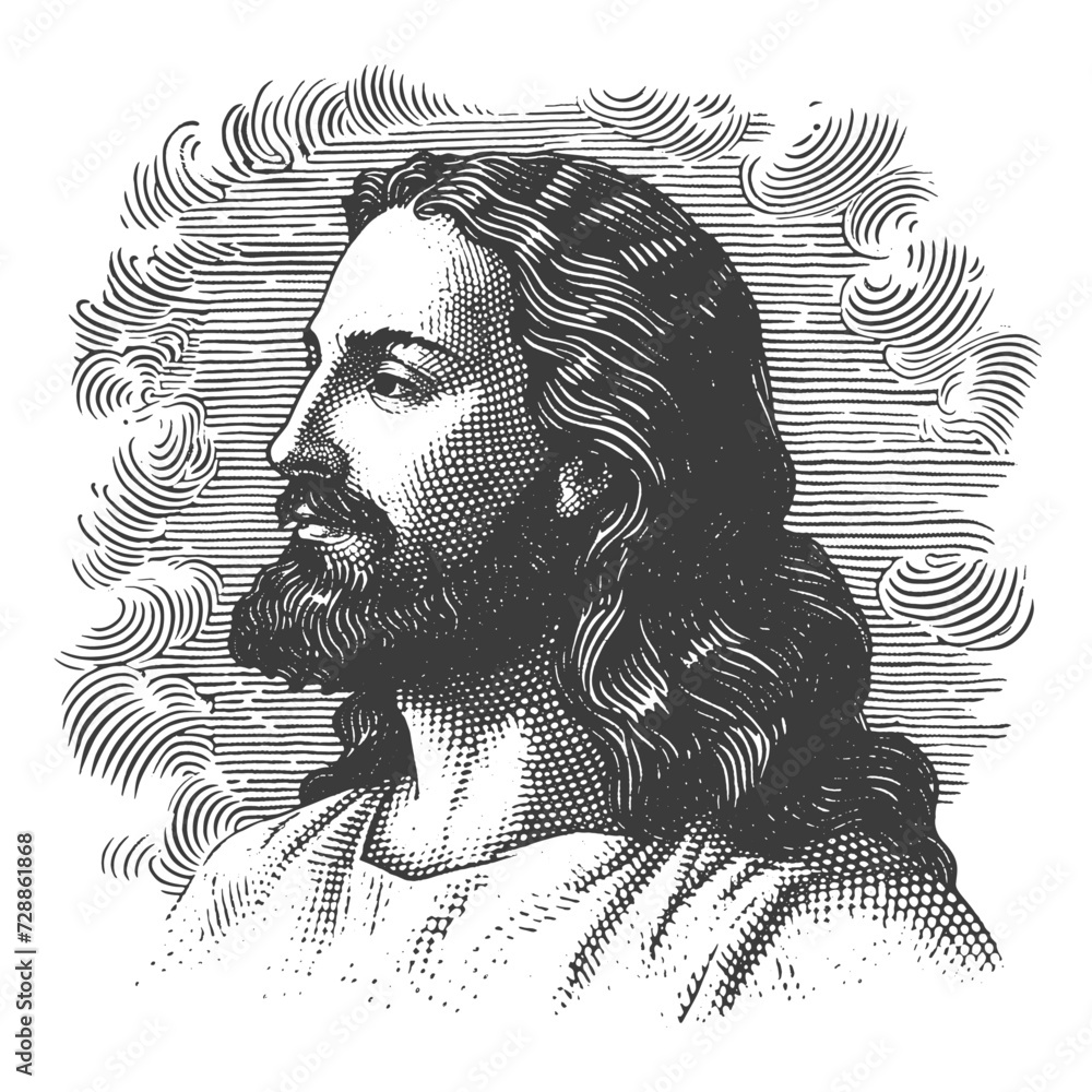 Jesus Christ. Vintage woodcut engraving style vector illustration ...
