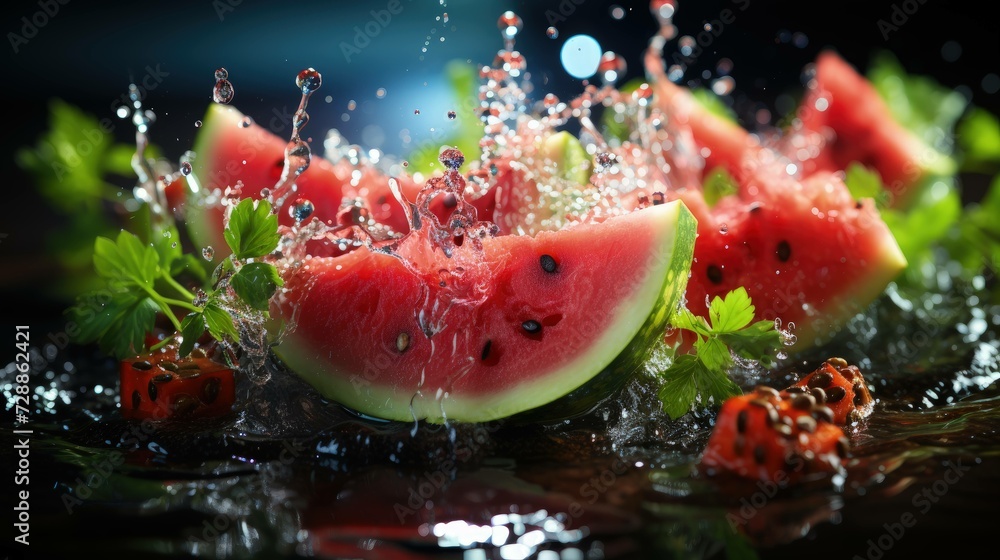 succulent slices: the vivid allure of watermelon slices kissed by ...