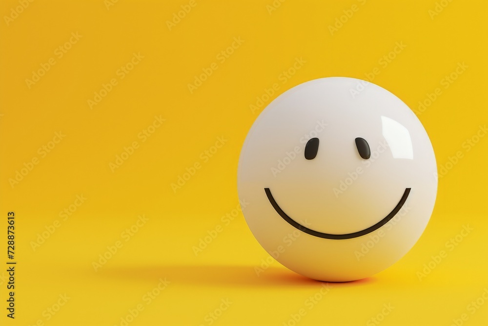 Yellow smiley faces happiness joy, cheerful emotion symbols. 3D cartoon ...