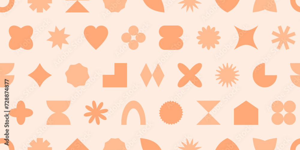 Abstract y2k shape seamless pattern, retro background, peach color ...