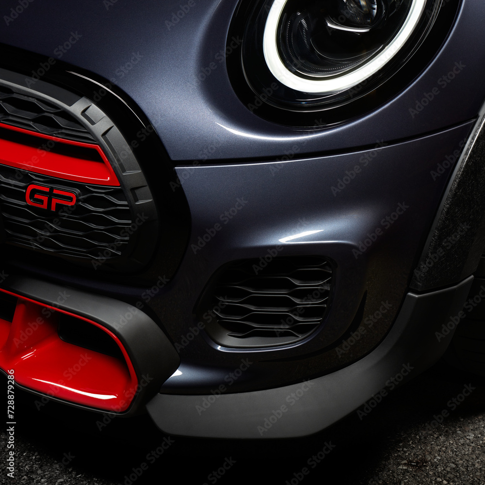 Front detail of the unique MINI Cooper GP in a special Racing Grey ...