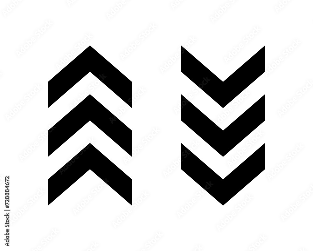 Black up and down chevron arrows. Ornament with repeated V shaped ...