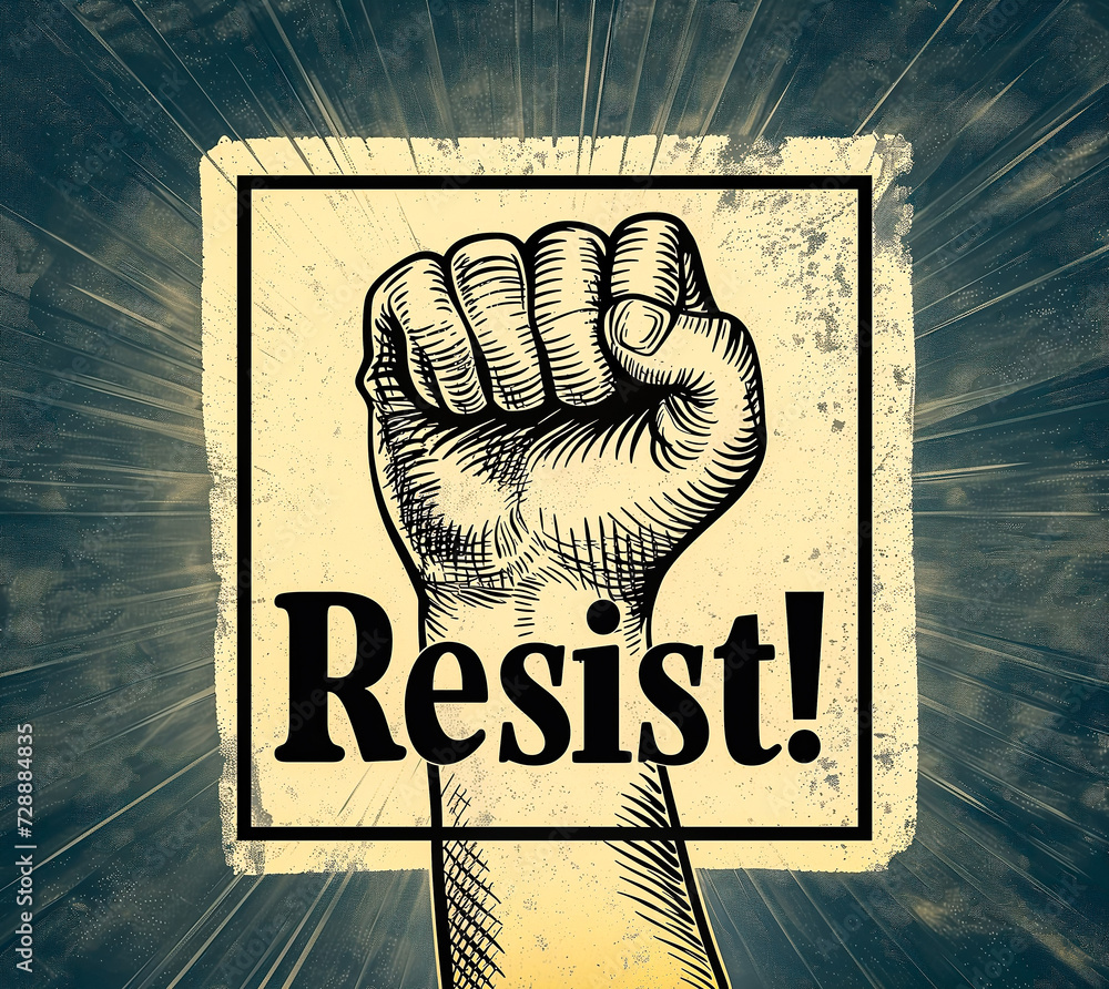 AI-Generated Image: "Resist!" Raised Fist Poster Stock Illustration ...