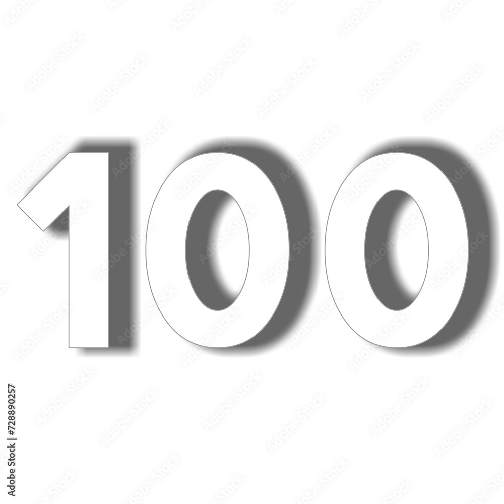 Number 100 in white color sign symbol 3d numbers for design elements ...