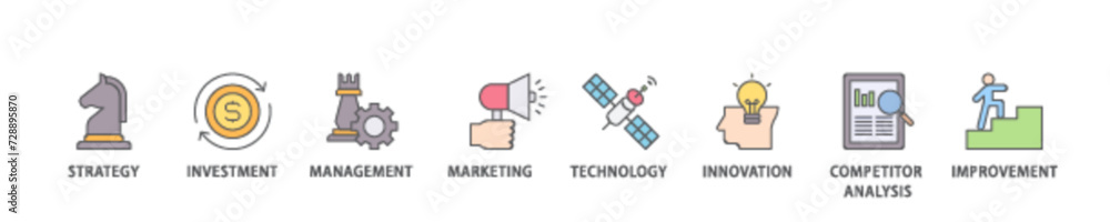 Business development icon set flow process illustrationwhich consists ...