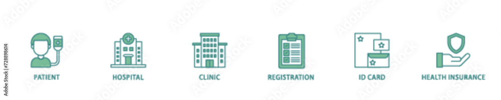 Patient registration icon set flow process illustrationwhich consists ...