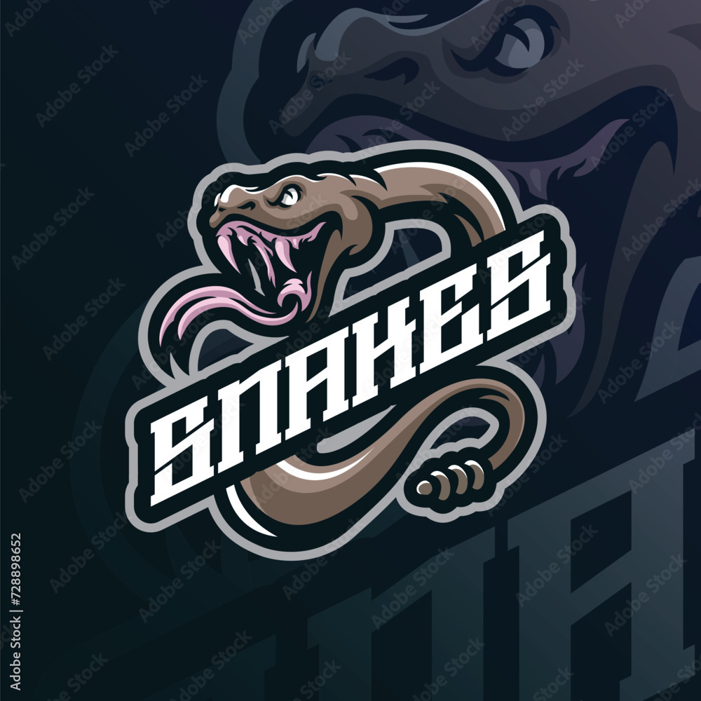 Snake mascot logo design vector with modern illustration concept style ...