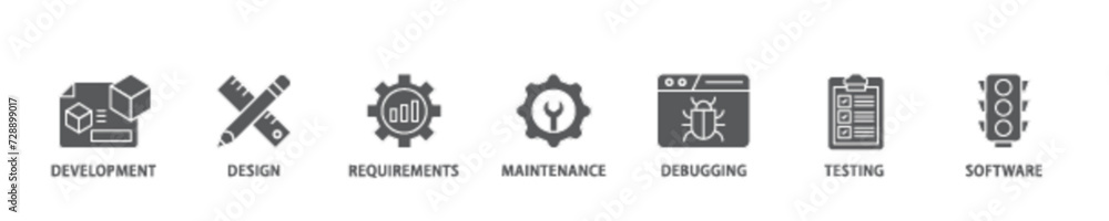 Agile icon set flow process illustrationwhich consists of development ...