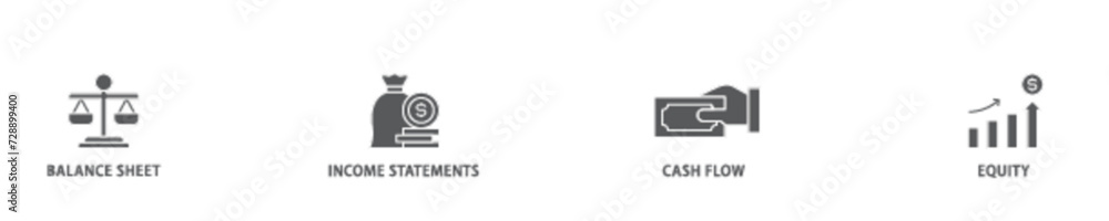 Financial statements icon set flow process illustrationwhich consists ...