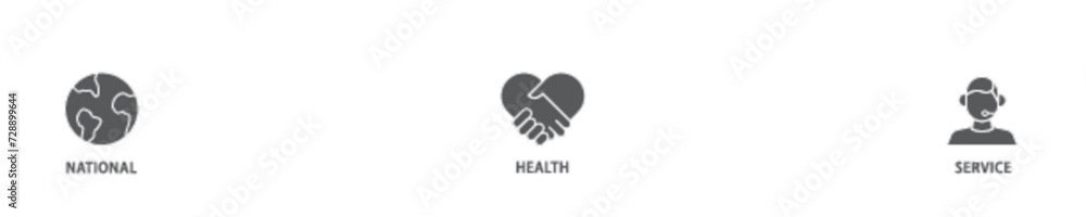 NHS banner web icon illustration concept with icon of globe, hospital ...