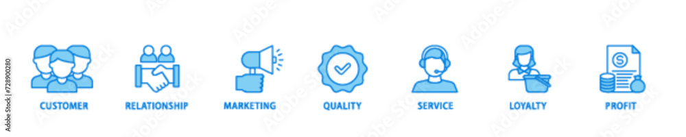 Customer relationship icon set flow process illustrationwhich consists ...