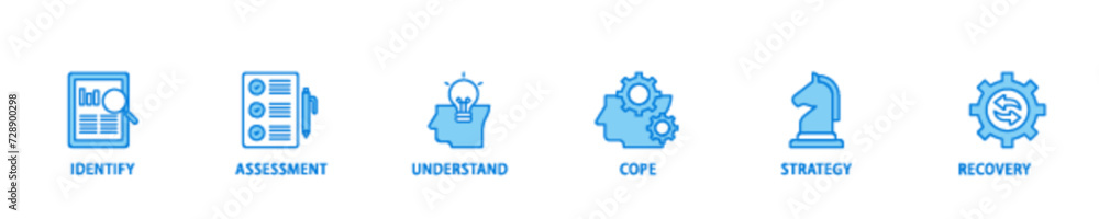 Crisis management icon set flow process illustrationwhich consists of ...