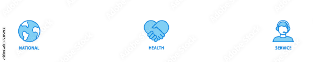 NHS icon set flow process illustrationwhich consists of globe, hospital ...