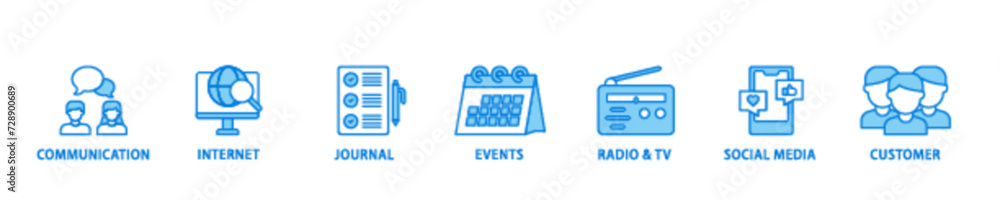 Public relations icon set flow process illustrationwhich consists of ...