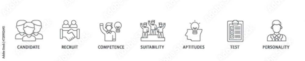 Assessment icon set flow process illustrationwhich consists of user ...