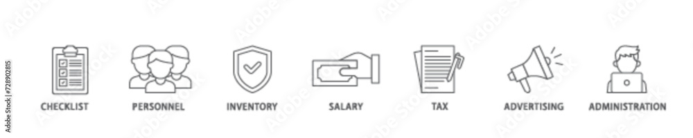 Cost reduction icon set flow process illustrationwhich consists of ...