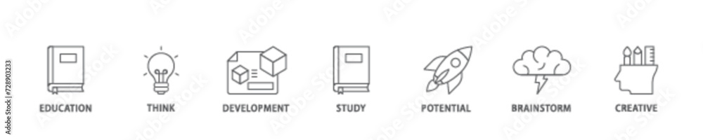 Knowledge transfer icon set flow process illustrationwhich consists of ...