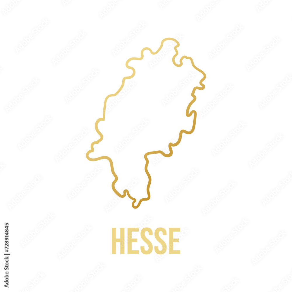 Hesse state isolated outline soft edges map Stock Vector | Adobe Stock