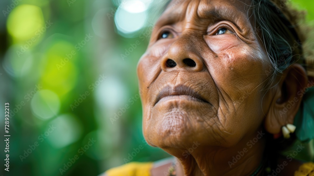 An indigenous woman tears in her eyes witnessing the devastation of her ...