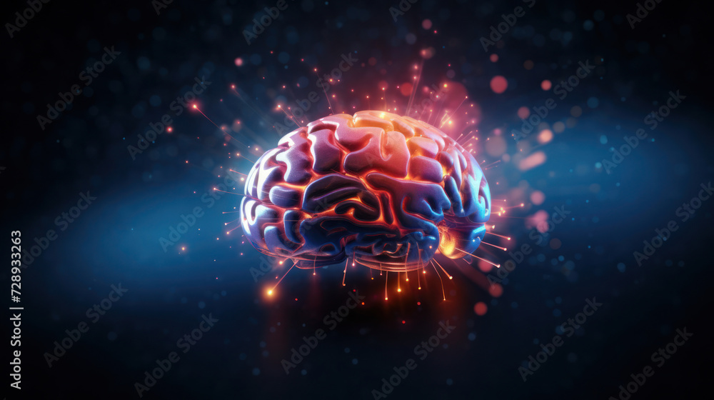 A conceptual visualization illustrating the human brain in a futuristic ...