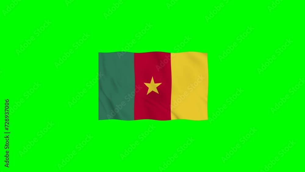 Cameroon Vector Waving Flag Motion loop 4K Resolution with Green Screen ...