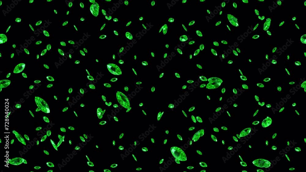 Vidéo Stock Emerald loop tile falling with alpha. This 3d animation ...