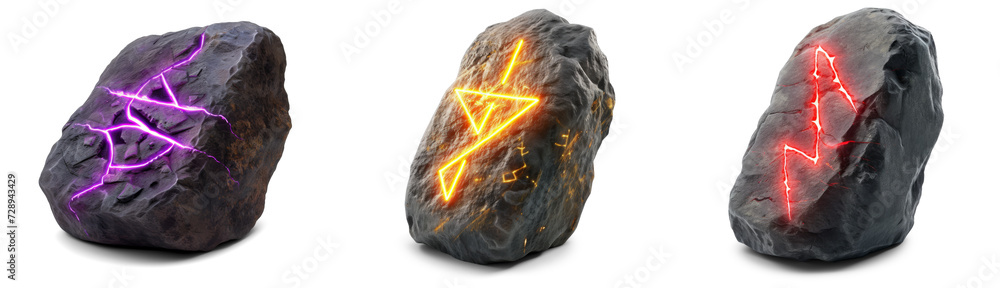 Mystic Rune stone with Glowing Symbol on a transparent background Stock ...