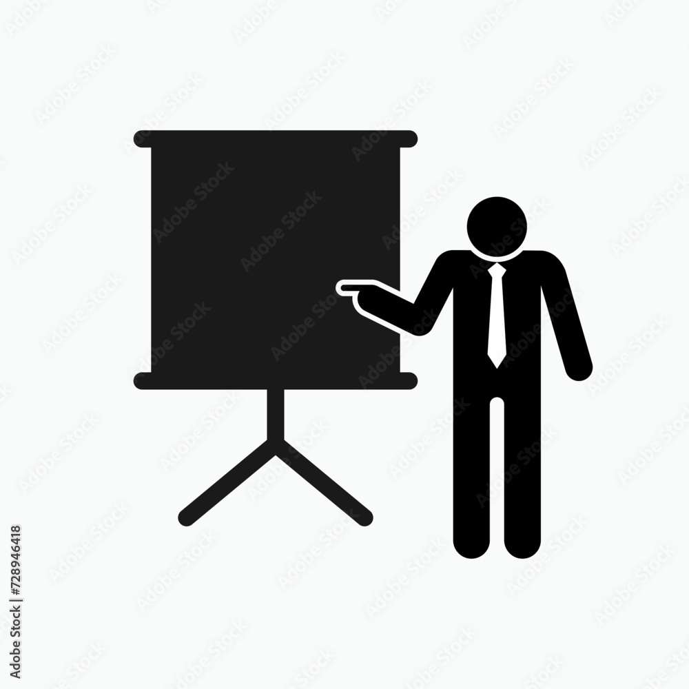 Presentation Icon. Presenting, Explaining. Presenter Symbol - Vector ...