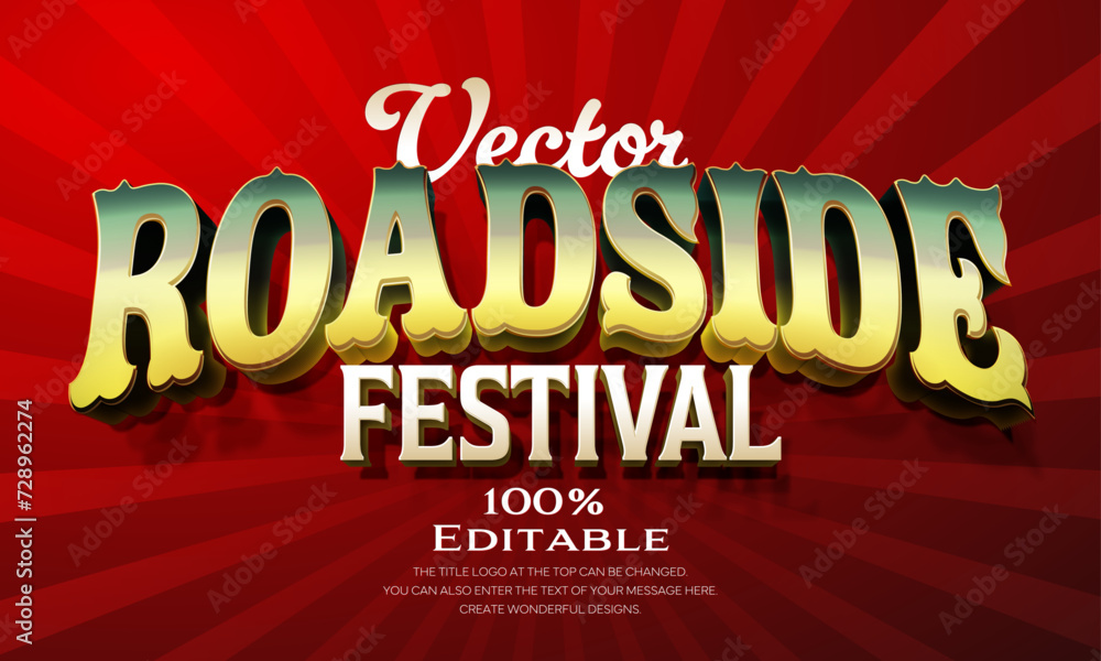 [Editable Text Effect] ”Vector Roadside Festival” A retro and classic ...