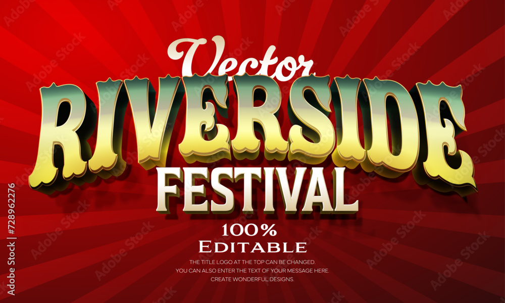 [Editable Text Effect] ”Vector Riverside Festival” A retro and classic ...
