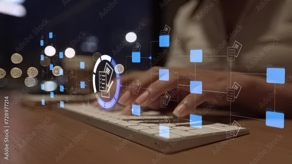 woman Using laptop to document management concept, online documentation ...