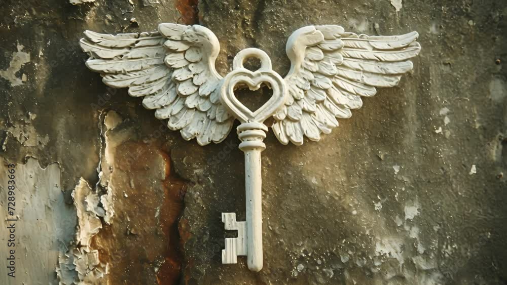 Vidéo Stock A guardian key carried by angels to open the doors to ...