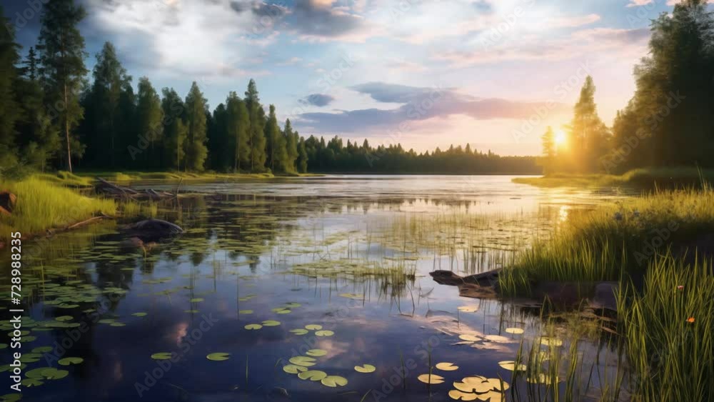 backwater on the lake . reflection in the lake. seamless looping ...