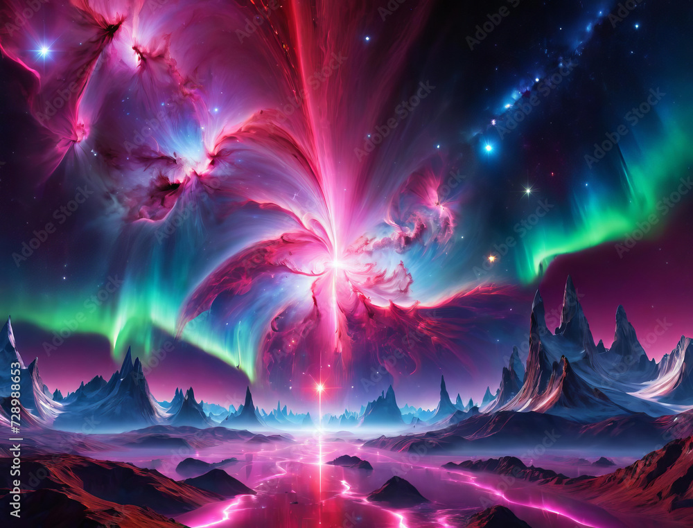 Chromatic Cosmos - vivid 3D renderings of luminous nebula, red giant ...