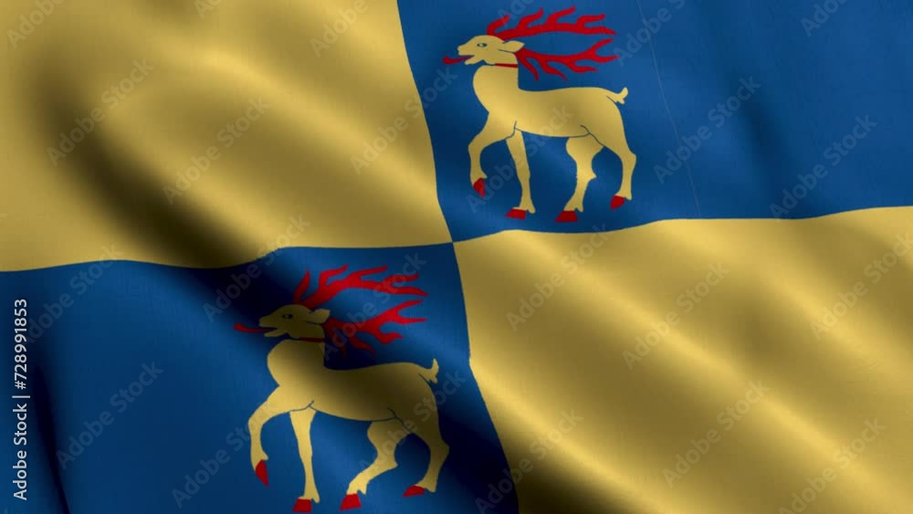 Flag of the Swedish Region Kalmar. Waving Fabric Satin Texture Flag of ...
