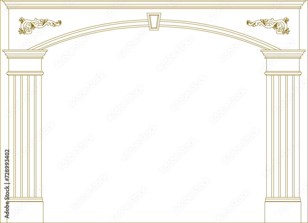 Vector sketch illustration of old vintage greek roman classic entrance ...