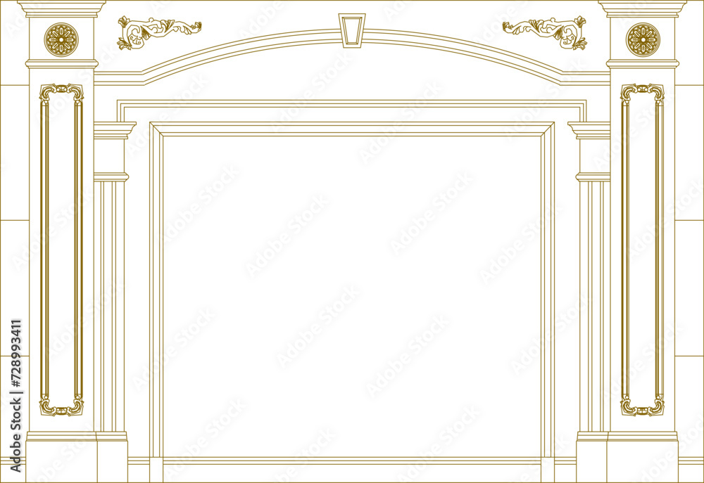 Vector sketch illustration of old vintage greek roman classic entrance ...
