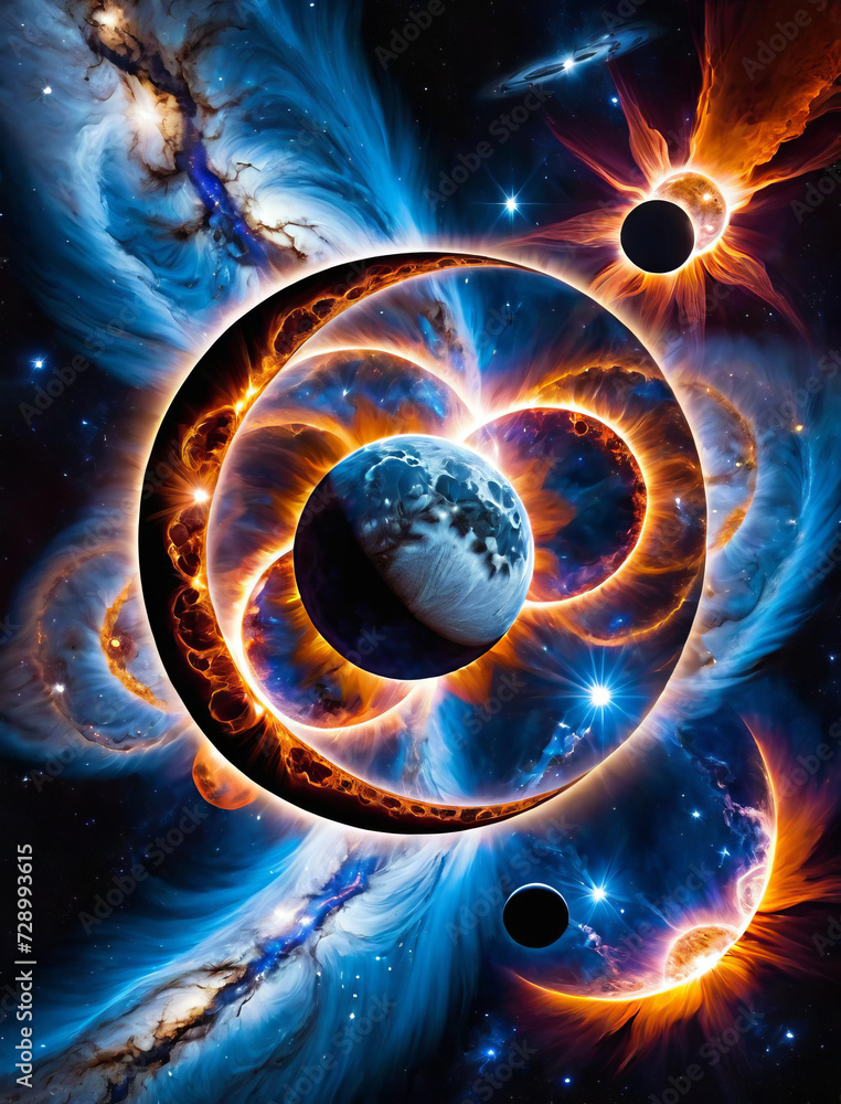 Unreal Cosmic Collage - Nebula, Lunar Eclipse, Coronal Mass Ejection ...