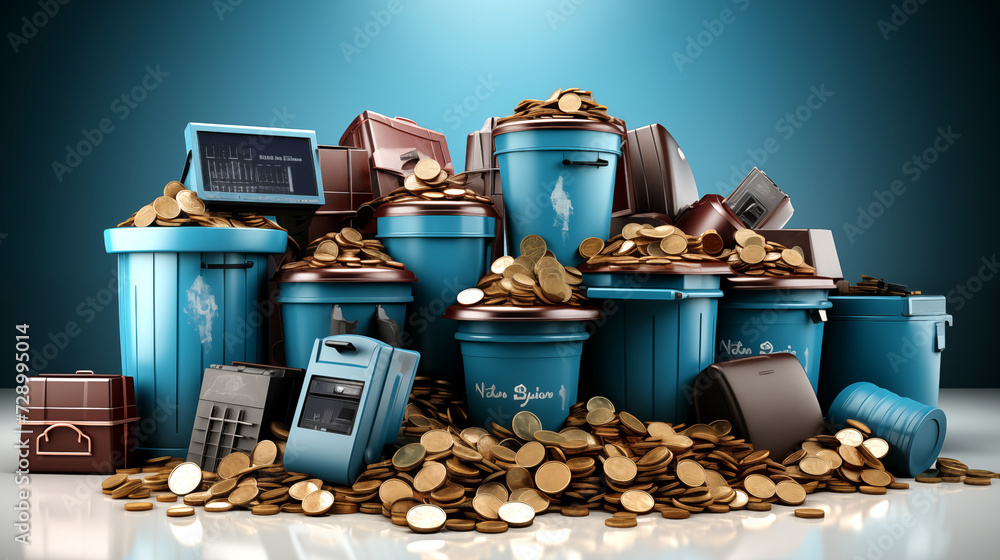 The concept of the collapse of the gold coins. Wasted money is the same ...